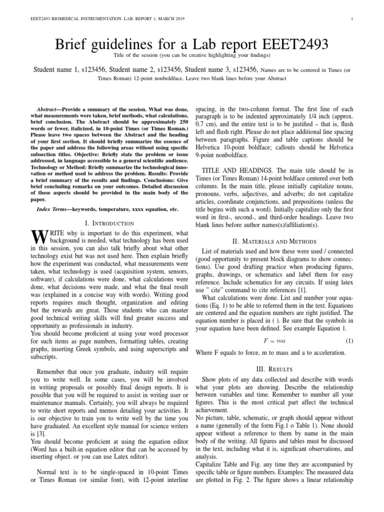 Sample Ieee Lab Report | PDF | Accuracy And Precision