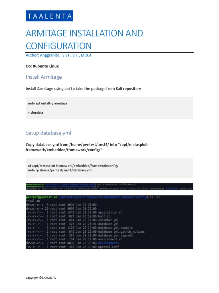 Pertemuan 7 Tambahan - Armitage - Installation | PDF