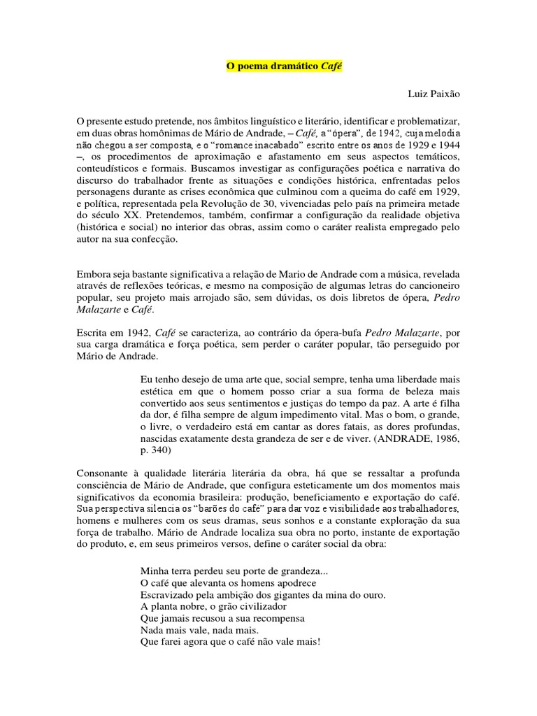O Poema Dramático Café | PDF | Ópera | Realismo (artes)