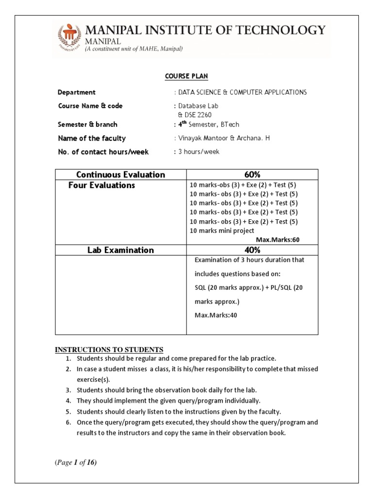 LAb1 - 4 - BTech - Labmanual - DBS - 2022 | PDF | Pl/Sql | Databases LAb1 - 4 - BTech - Labmanual - DBS - 2022 | PDF | Pl/Sql | Databases