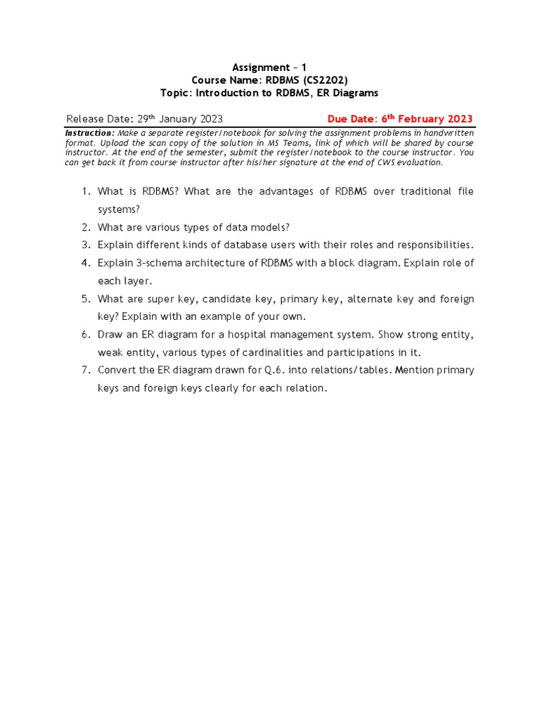 Rdbms Assignment 1 Pdf 