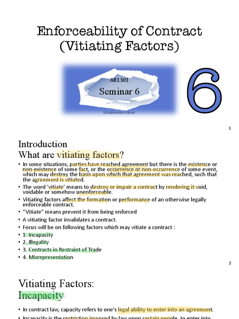 Understanding Vitiating Factors in Contracts | PDF | Misrepresentation ...