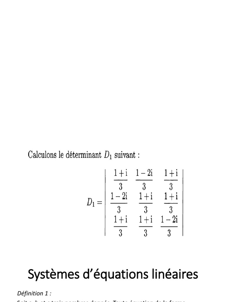 Systèmes d'Équations Linéaires | PDF | Équations | Déterminant