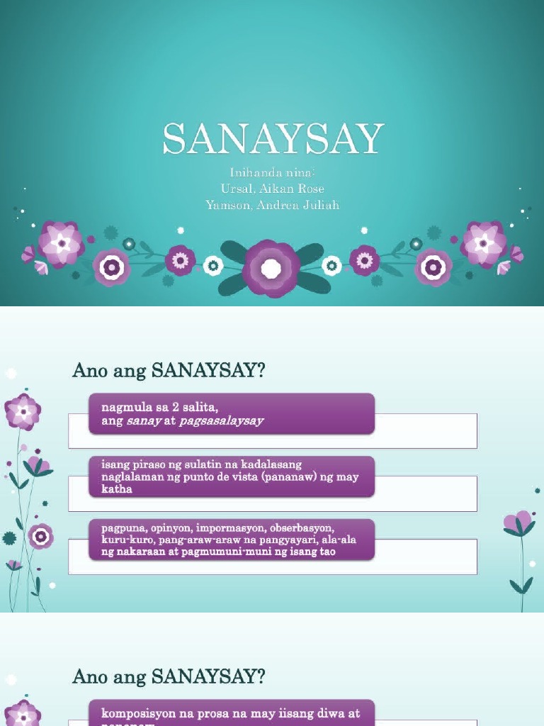 Grade 8 Sanaysay Aralin 6 | PDF