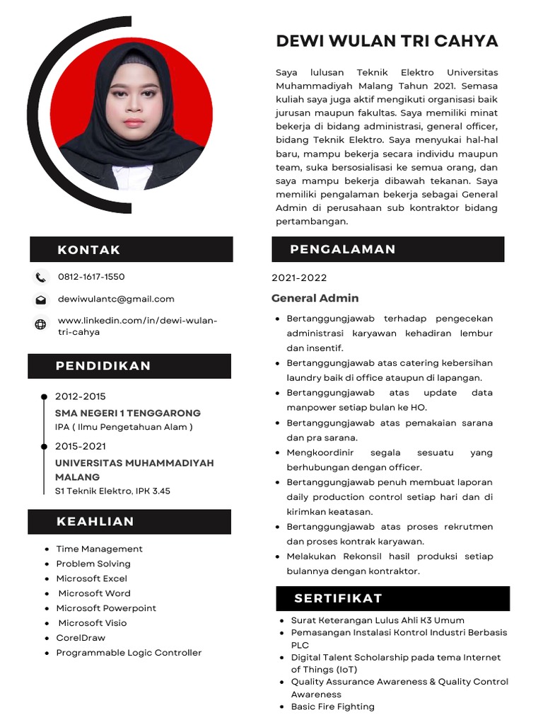 Profil Dewi Wulan: Lulusan Teknik Elektro | PDF