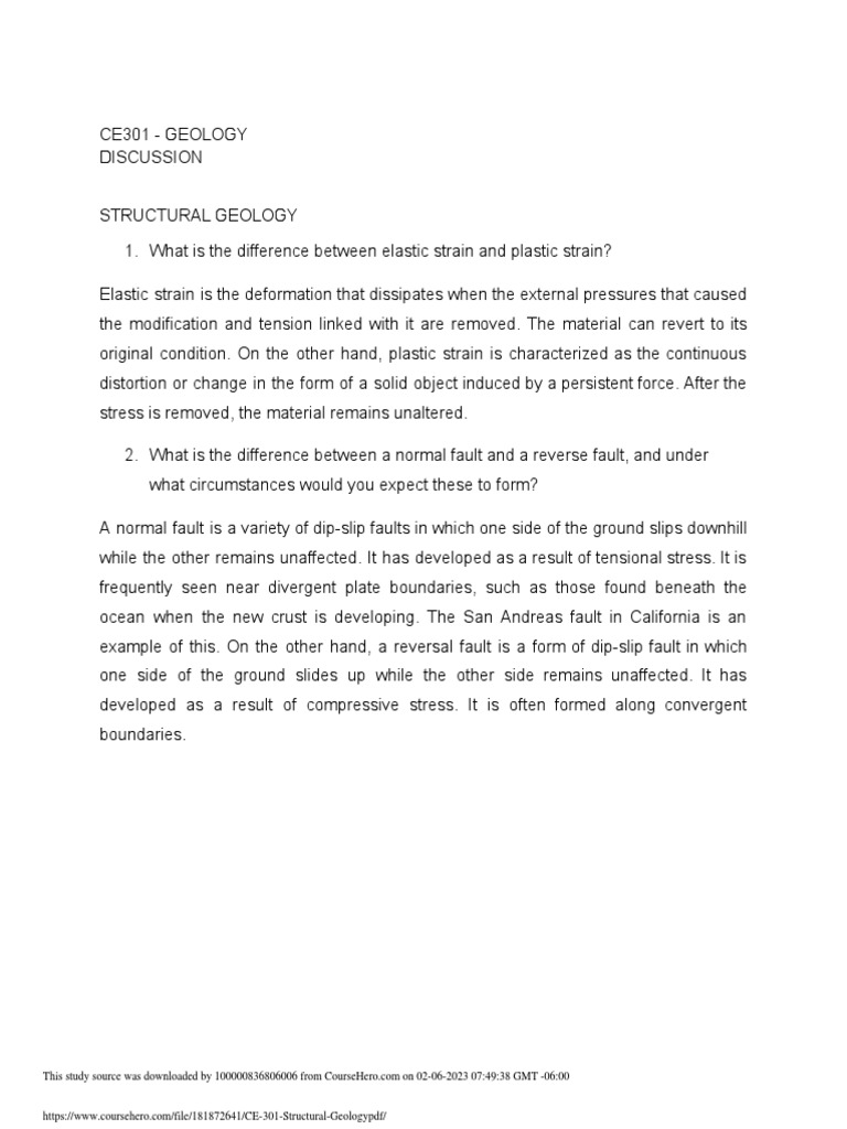 CE 301 - Geology | PDF