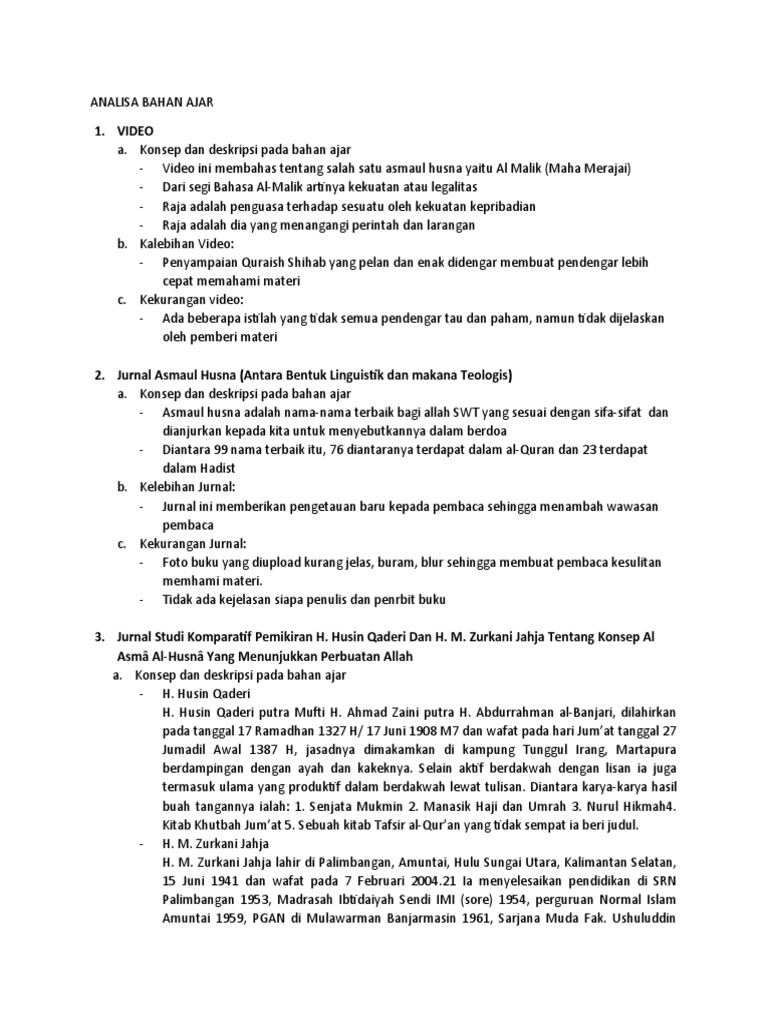 ANALISA BAHAN AJAR KB 1 | PDF