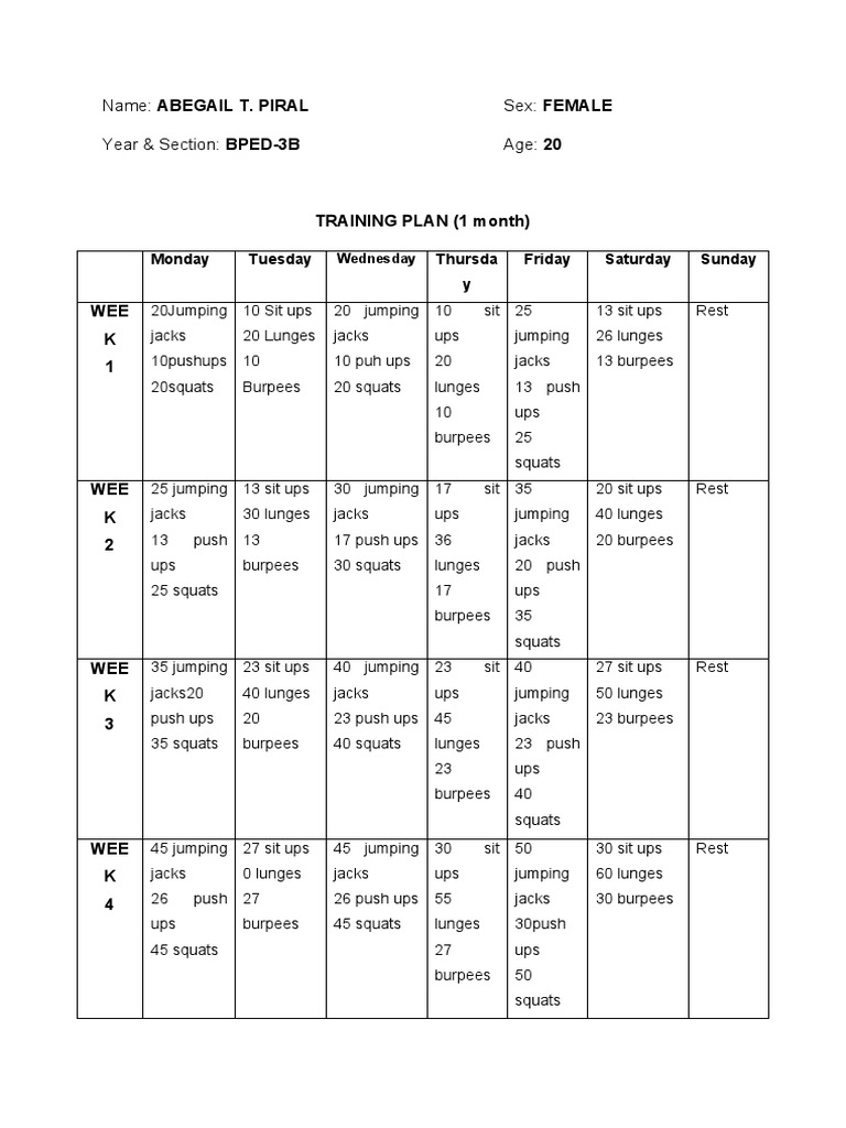 Training Plan | PDF | Weight Training