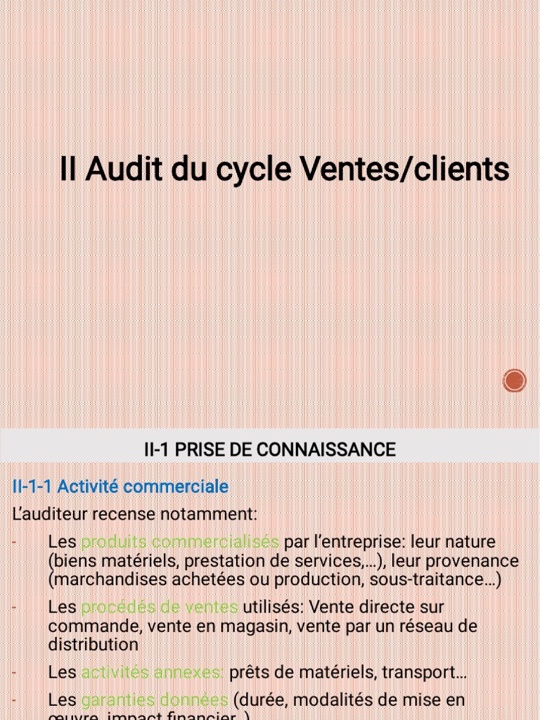 Audit du Cycle Ventes/Clients : Méthodes et Contrôles | PDF | Facture ...