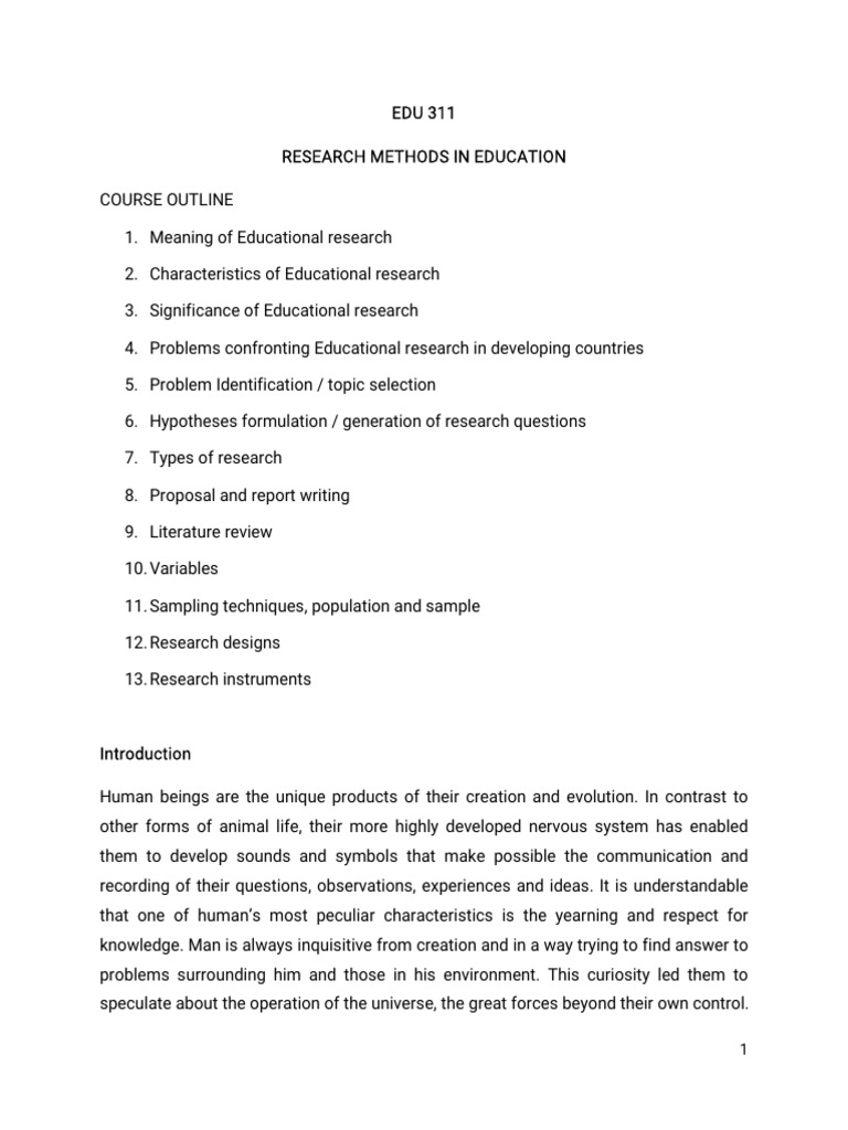 Educational Research Methods Overview | PDF