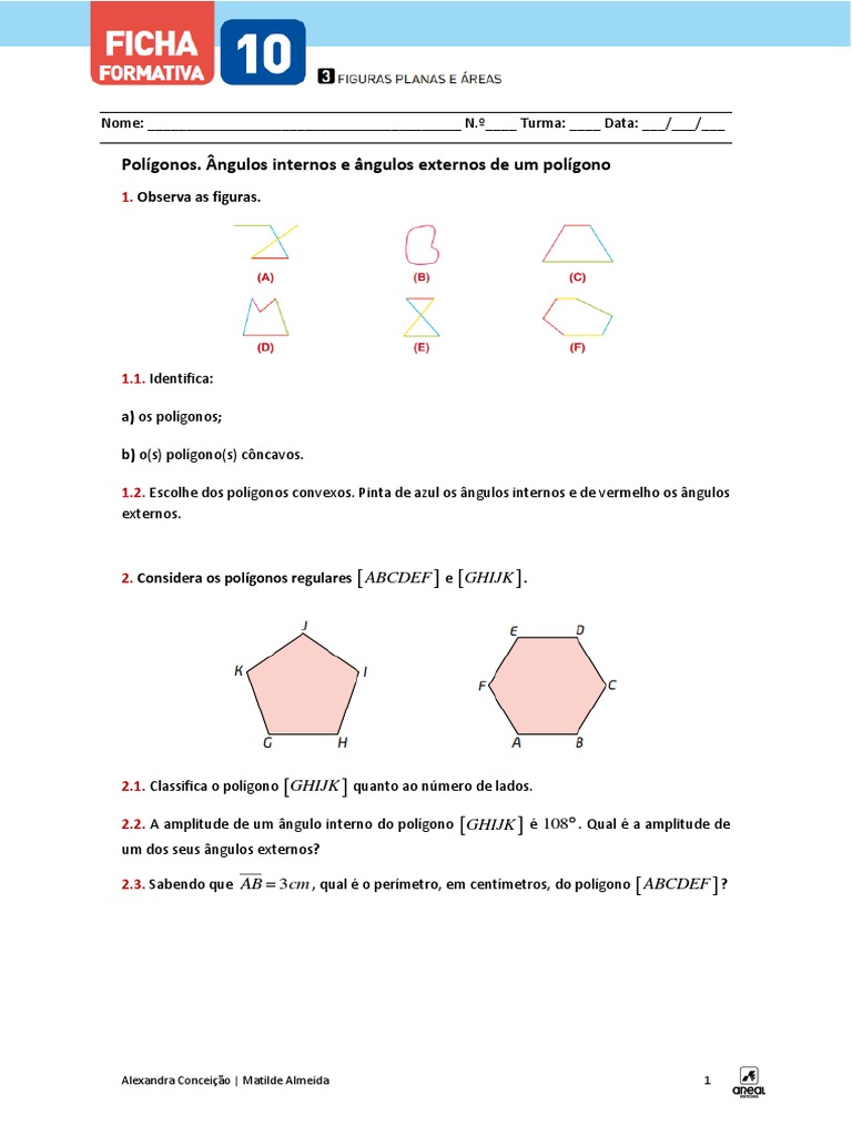 Polígonos. Ângulos Internos e Ângulos Externos de Um Polígono | PDF