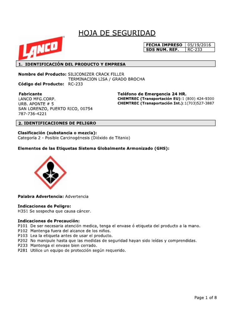 HDS Silicona Siliconizer Lanco | PDF