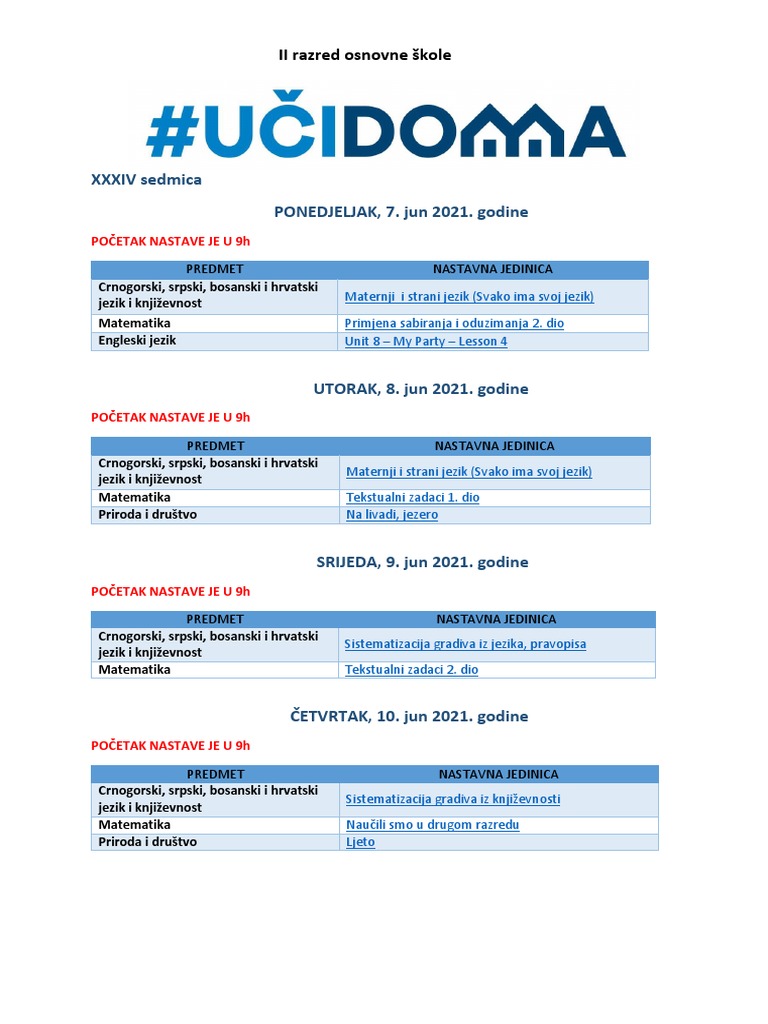 Osnovna Škola - II Razred | PDF