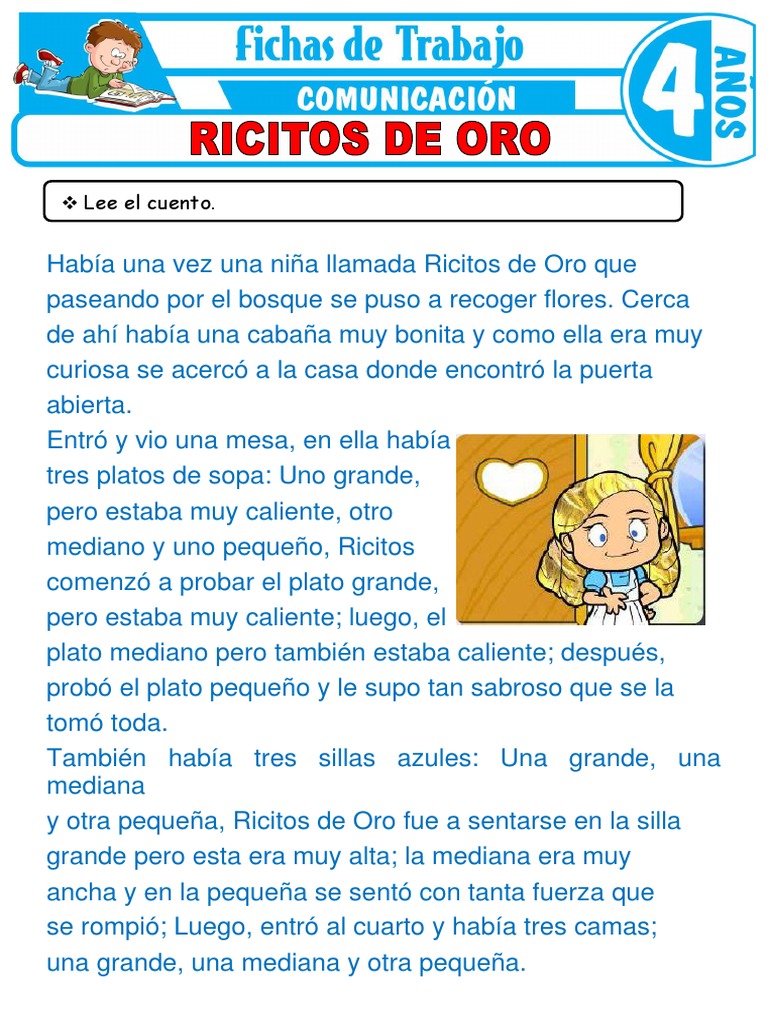 Cuento de Ricitos de Oro Resumido | PDF
