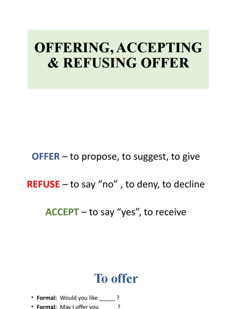 Offering, Accepting - Refusing Offer | PDF