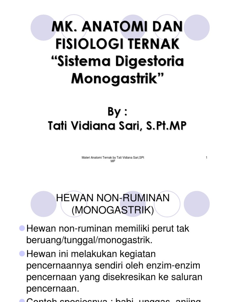 Materi 2. Anatomi Sistem Digesti Monogastrik | PDF