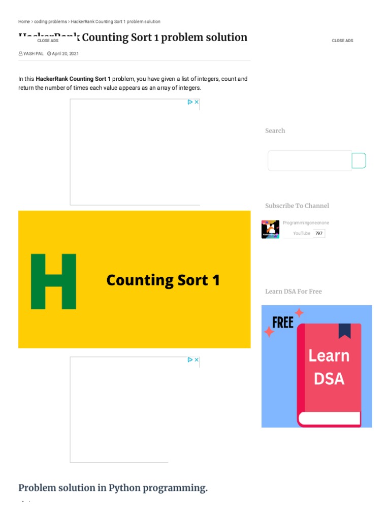 HackerRank Counting Sort 1 Problem Solution | PDF | Computer Engineering | Software Engineering
