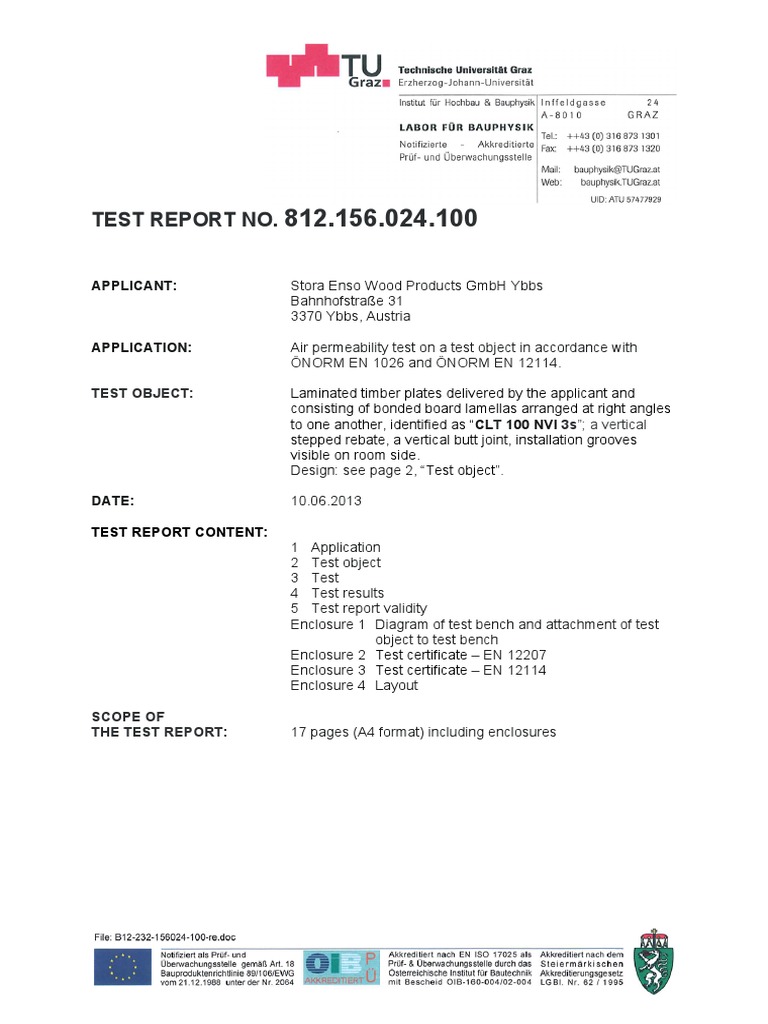 Etancheité À L'air 3 Plis - Test-Report-TU-Graz-english | PDF ...