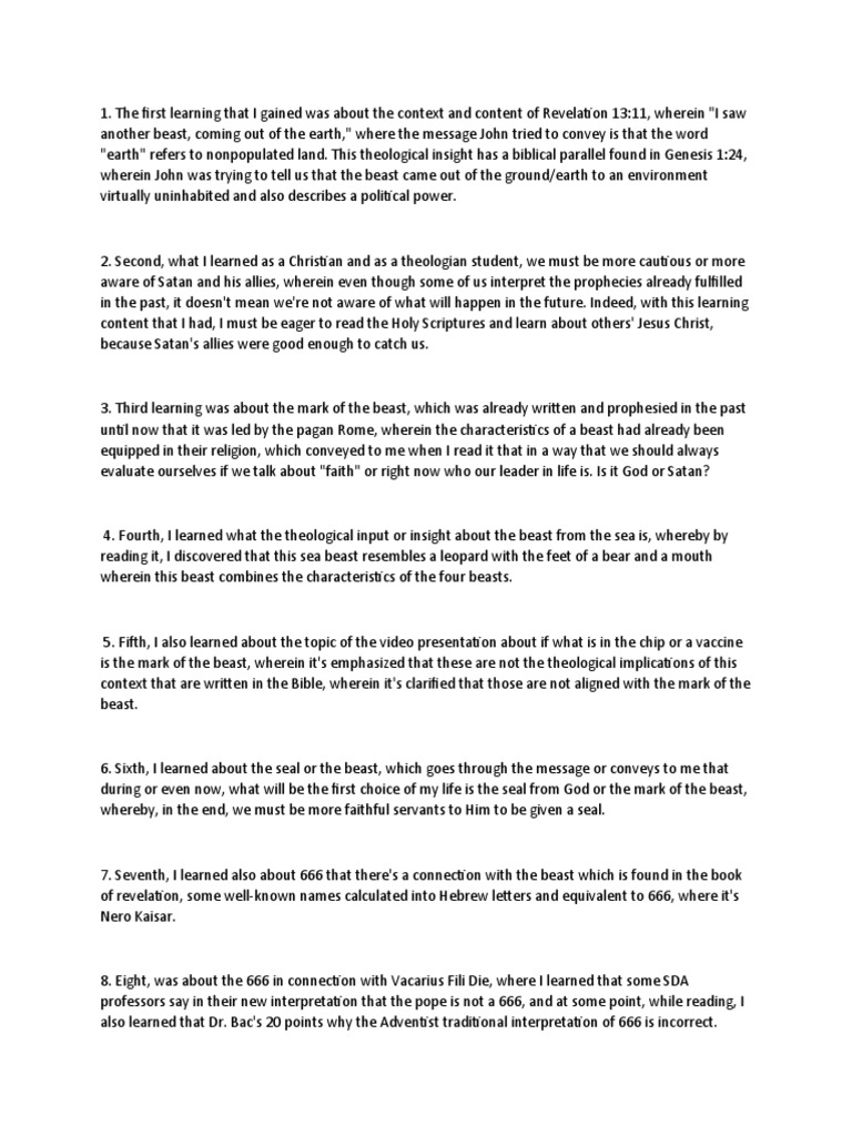 Quiz 4 | PDF | Number Of The Beast | The Beast (Revelation)