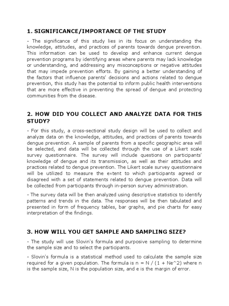 Parents' Knowledge, Attitudes and Practices Towards Dengue Prevention | PDF | Survey Methodology ...