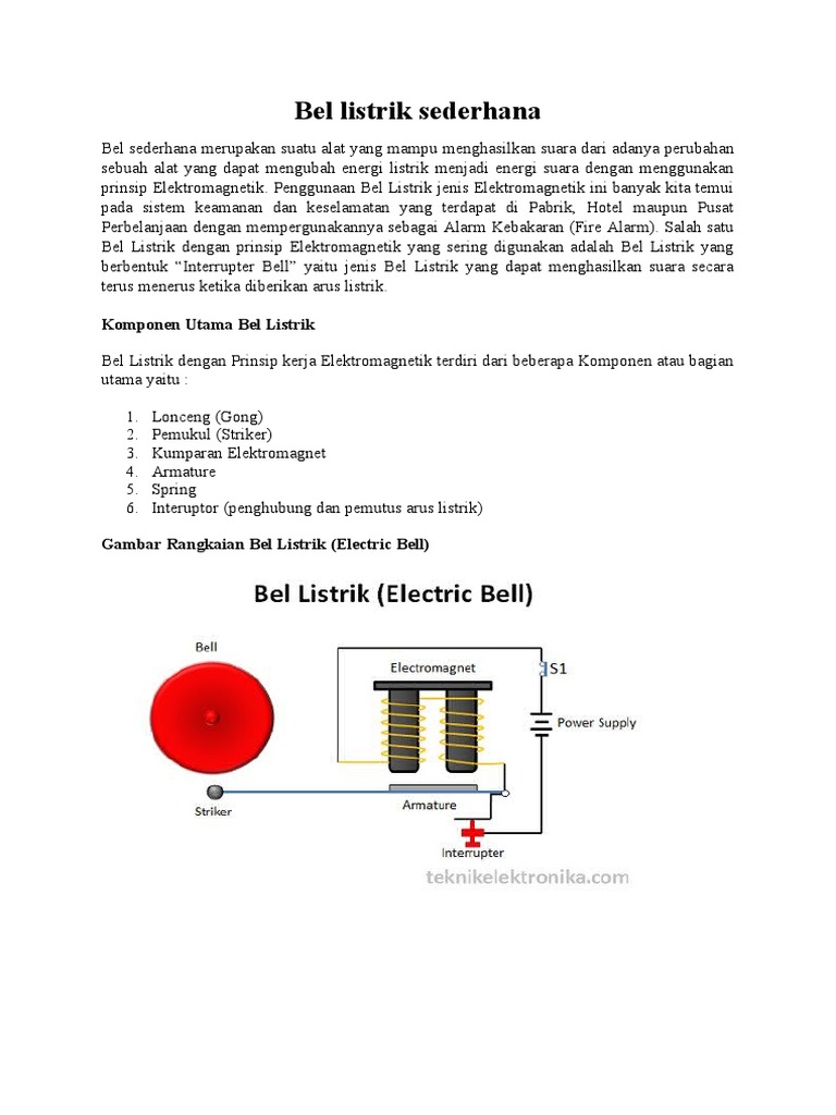 Cara Kerja dan Rangkaian Bel Listrik | PDF