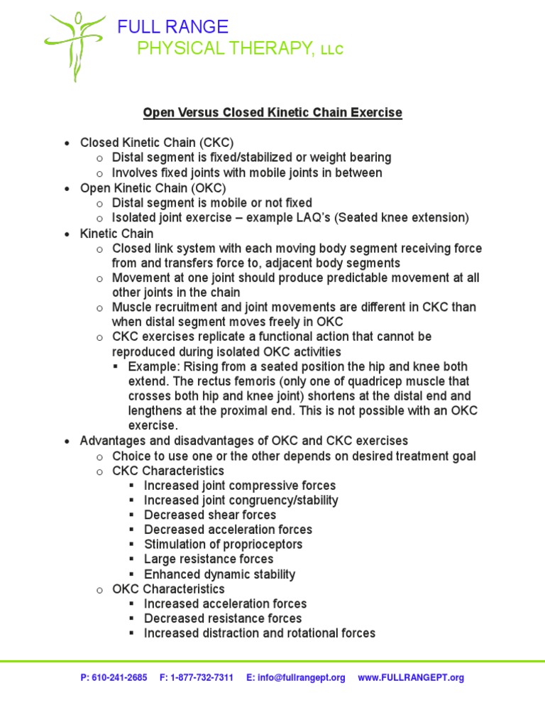 OKC Vs CKC Exercises | PDF | Force | Skeletal Muscle