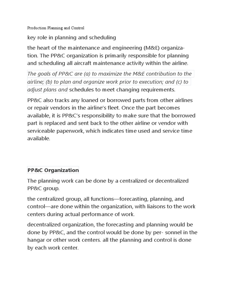 Production Planning and Control | PDF | Aviation | Transport