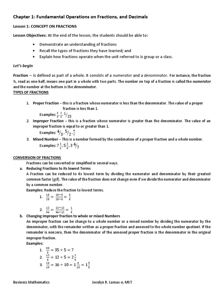 Business Mathematics | PDF | Subtraction | Division (Mathematics)
