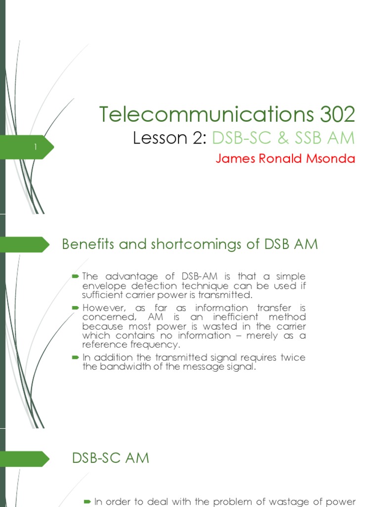 Lesson 2-Dsbsc SSB Am | PDF | Amplifier | Electronic Oscillator