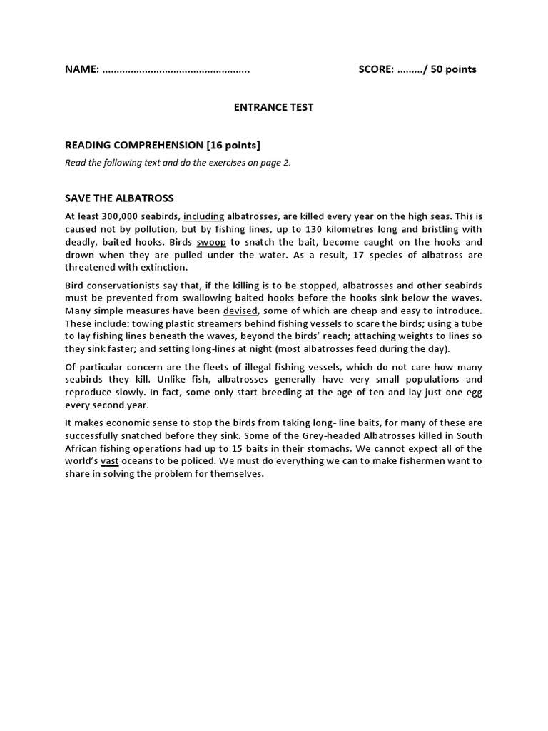 IB Entrance Exam 2011 | PDF