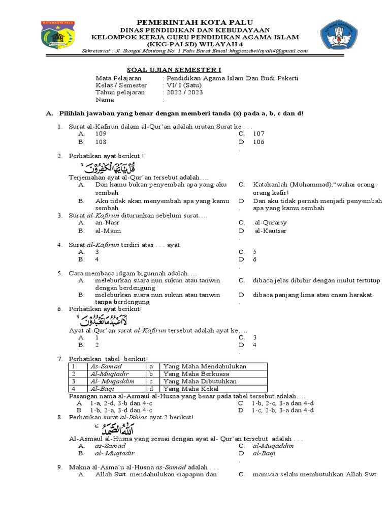 Soal Kelas 6 Semester I Ok | PDF