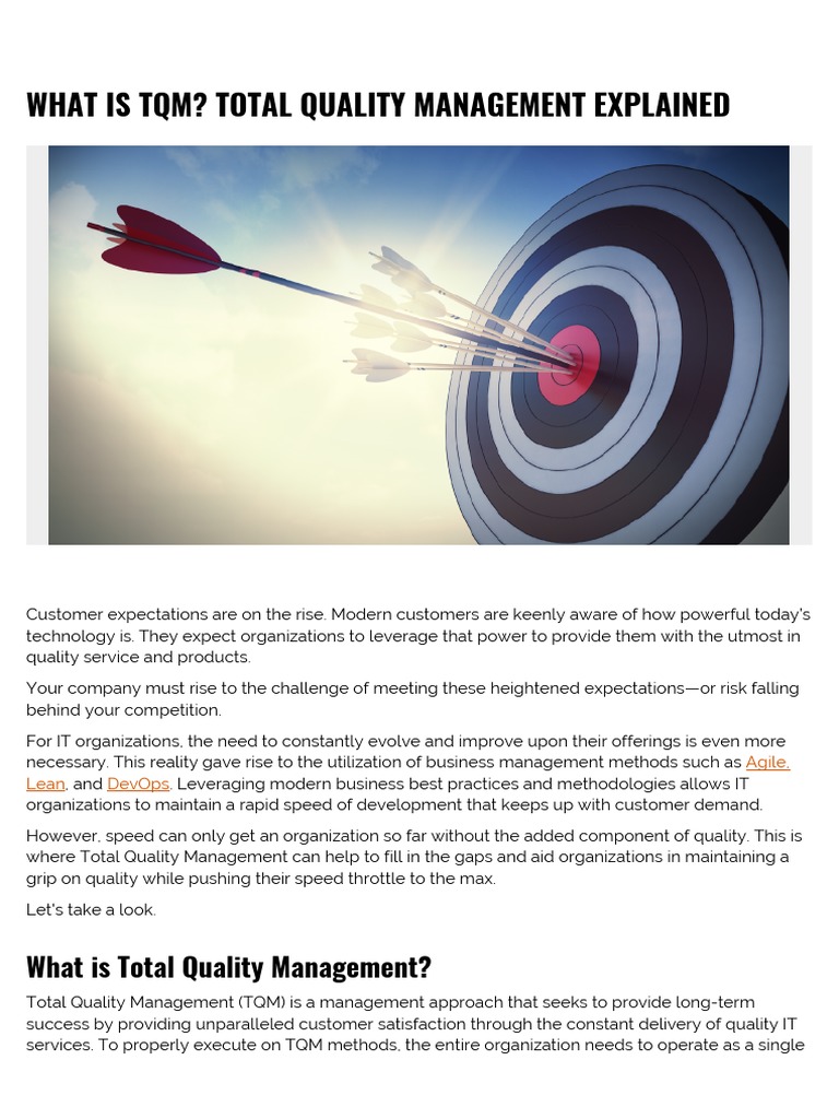 Understanding Total Quality Management | PDF | Quality Management ...