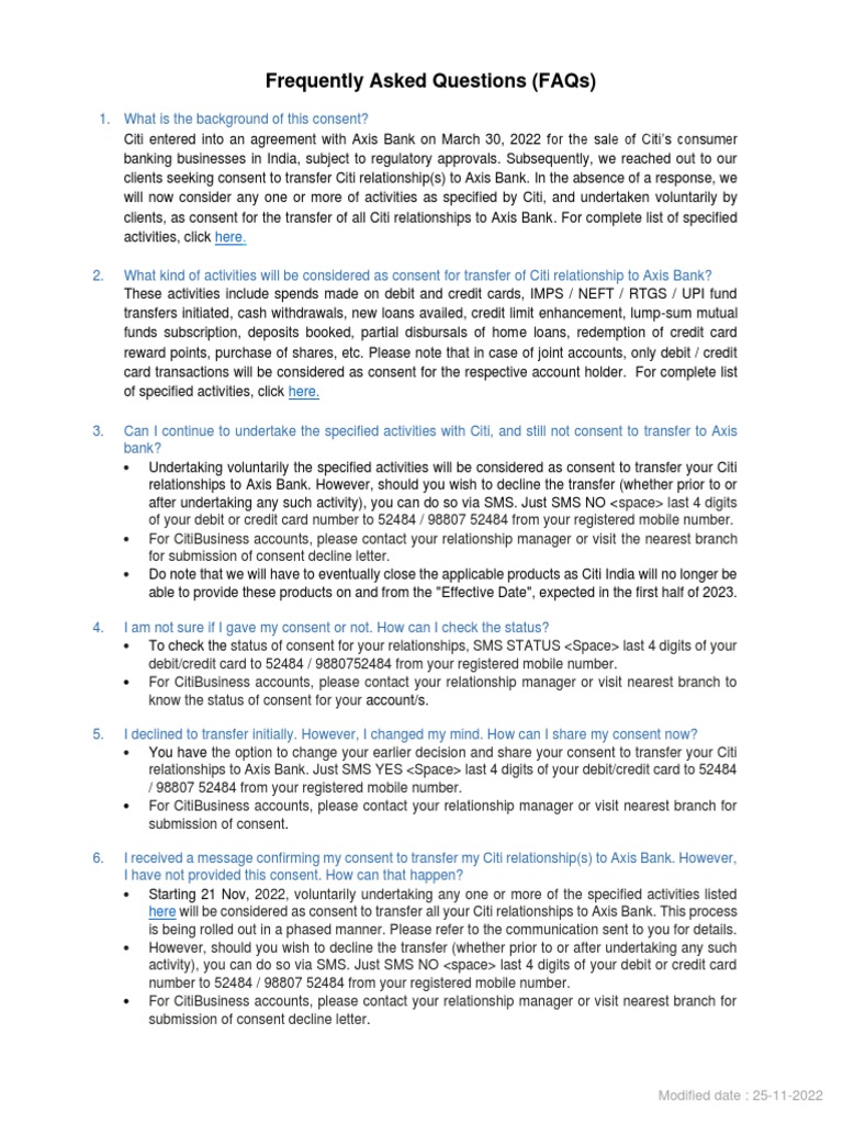 Activity Based Consent Faqs | PDF | Credit Card | Banks