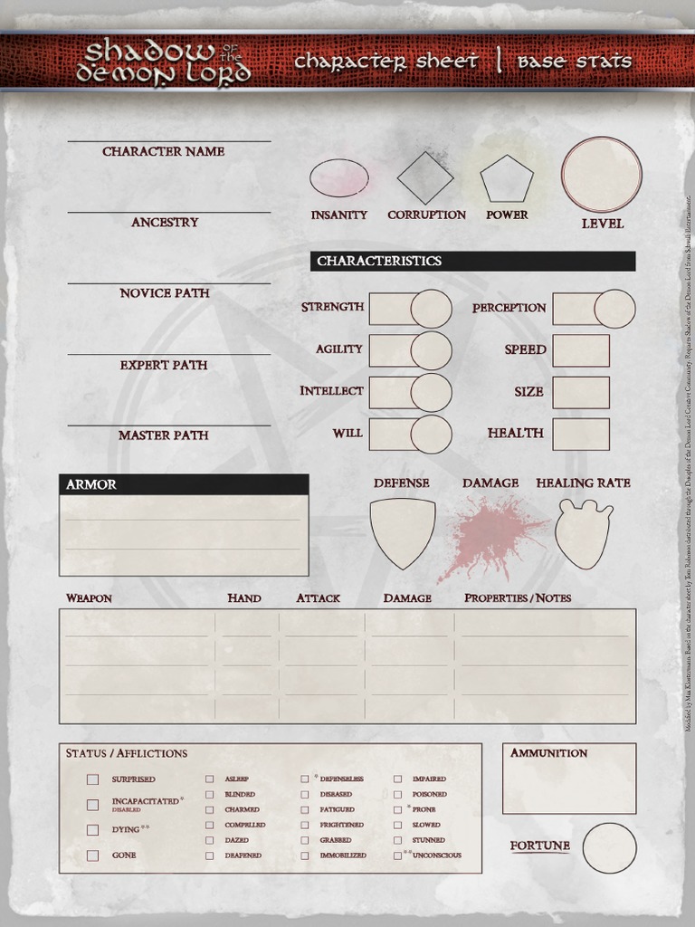SotDL Character Sheet A4 Standard HQ | PDF