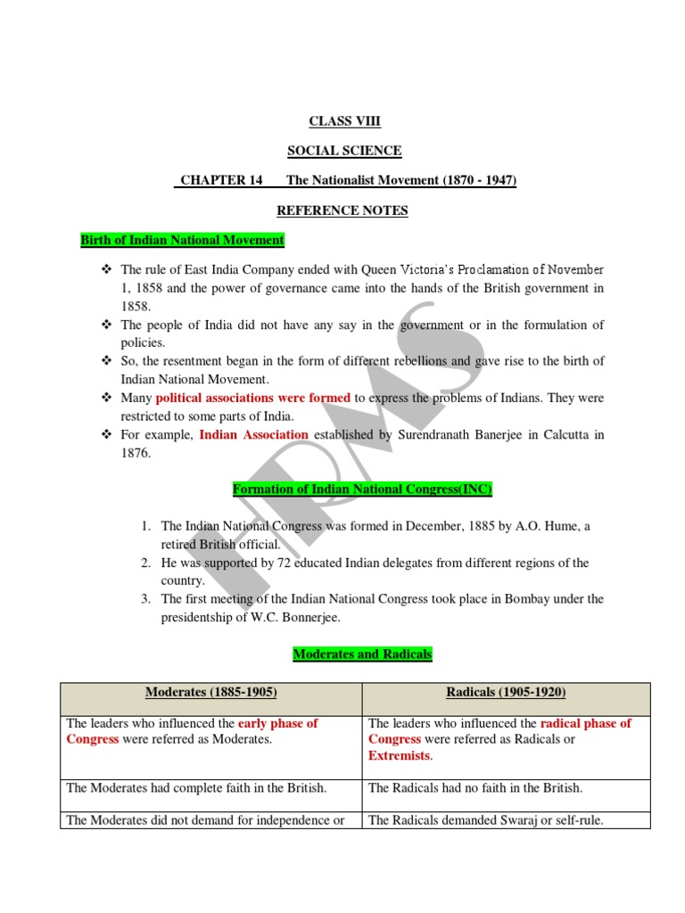 Chapter 14 Notes | PDF | British Raj | Mahatma Gandhi