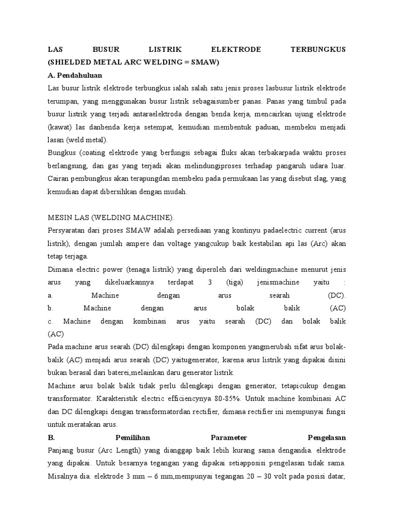 Las Busur Listrik Elektrode Terbungkus | PDF