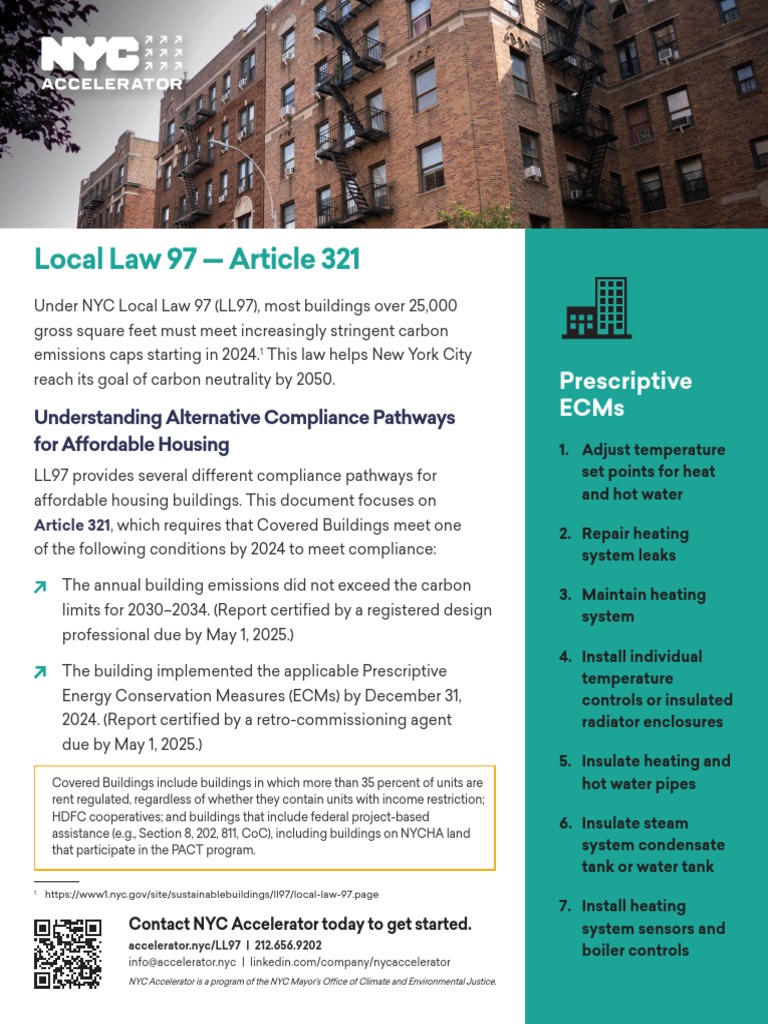 NYCA LL97 Prescriptive Pathways Handout | PDF | Affordable Housing ...
