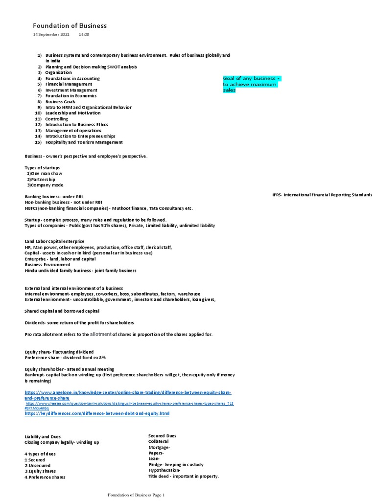 Foundation of Business | PDF | Stocks | Business