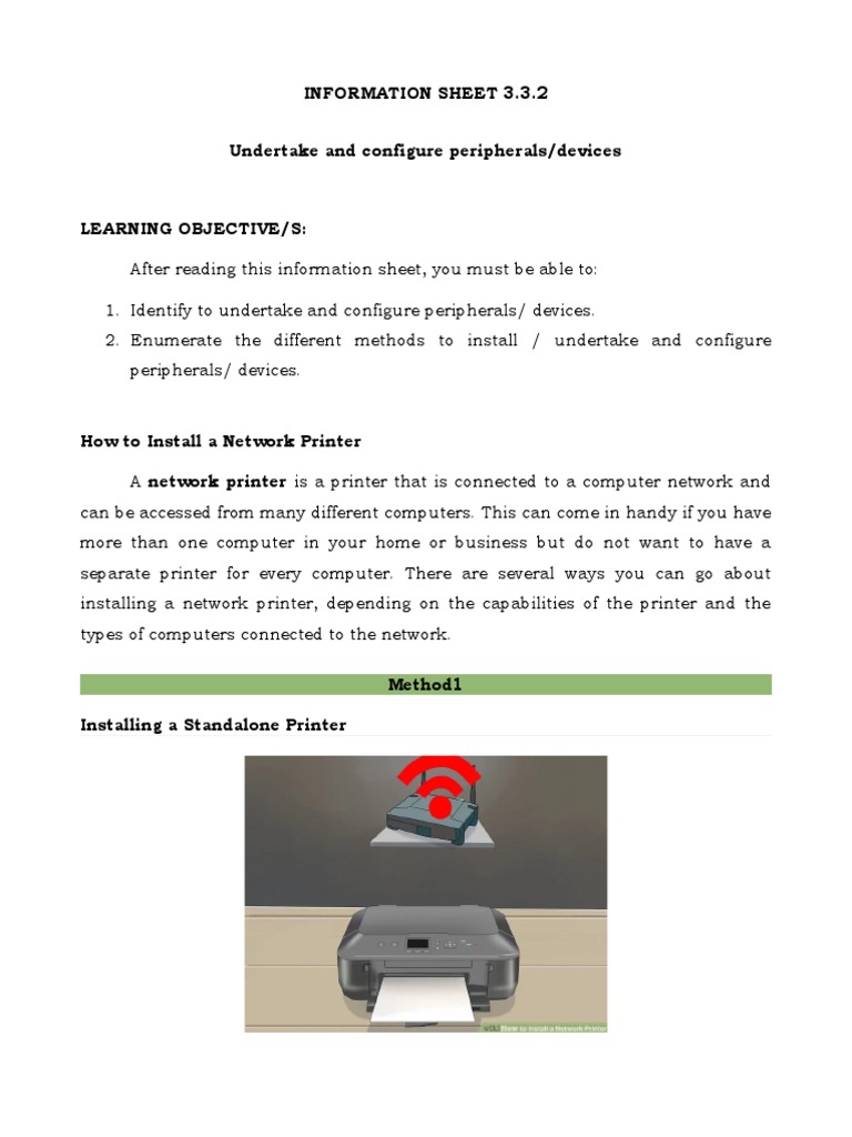 CSS - Info Sheet 3.3-2 - Undertake and Configure Peripherals Devices | PDF | Computer Network ...