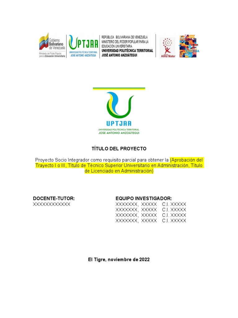 Portada de Proyecto Uptjaa | PDF