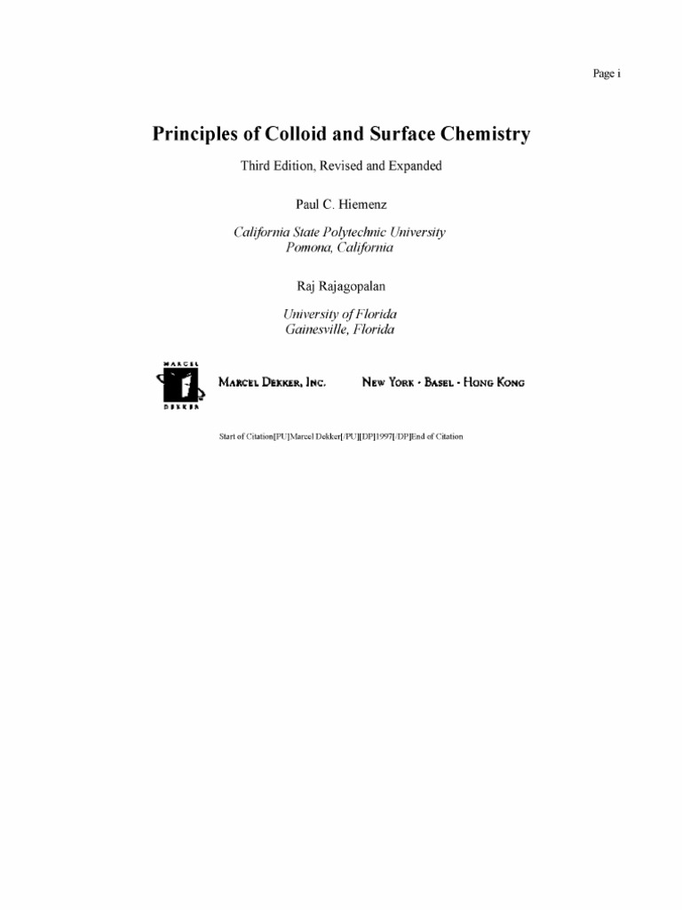 HiemenzRajagopalan - Principles of Colloid and Surface Chemistry | PDF