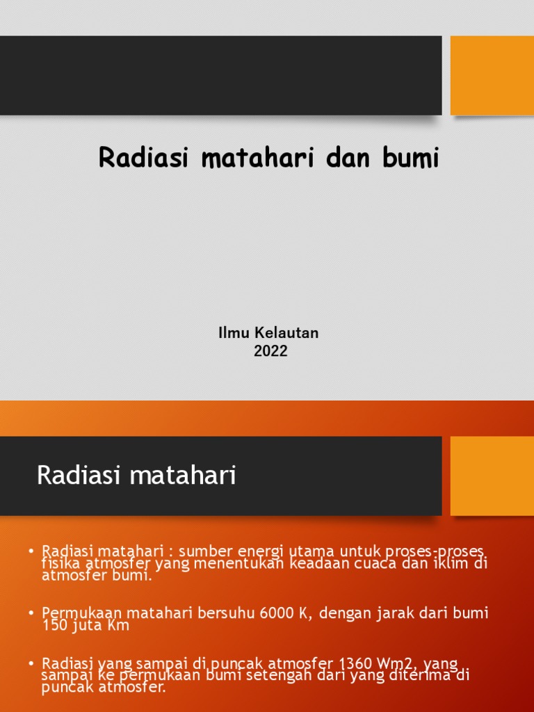 Proses Radiasi Matahari dan Bumi | PDF