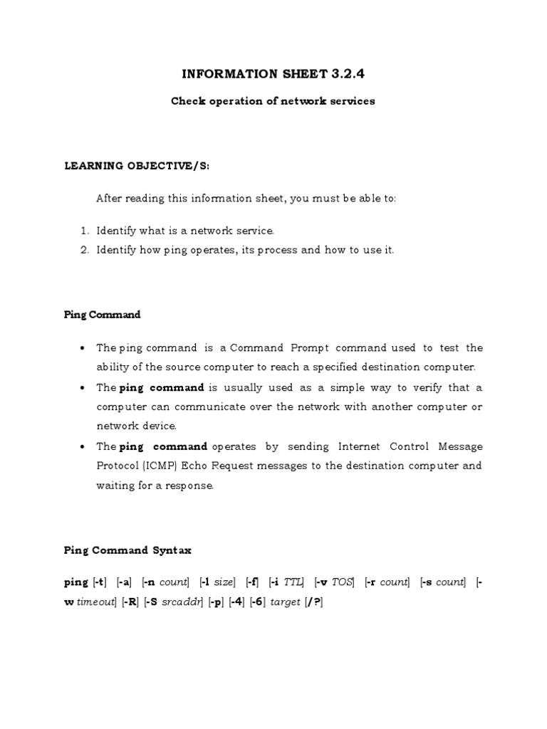 CSS - Info Sheet 3.2-4 - Check Operation of Network Services | PDF | Computer Engineering ...