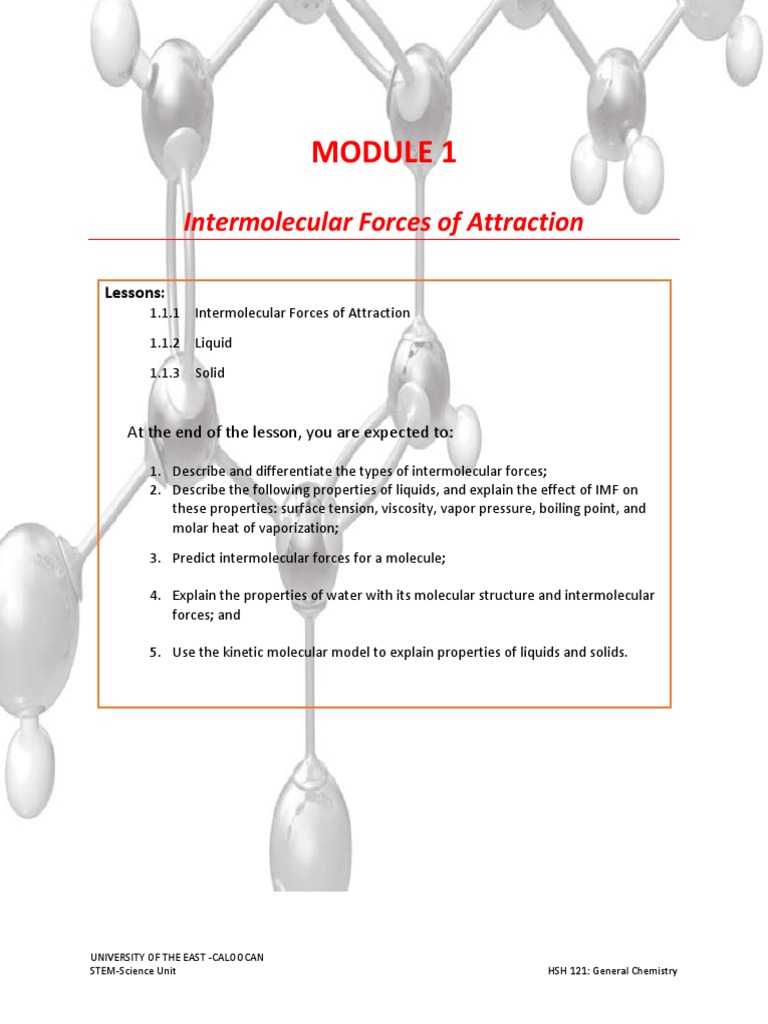 HGC1201 MODULE 1 (Week2-3) | PDF | Intermolecular Force | Chemical Polarity