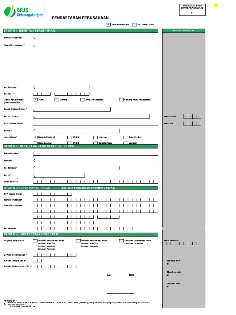 Formulir Pendaftaran NPP Baru | PDF
