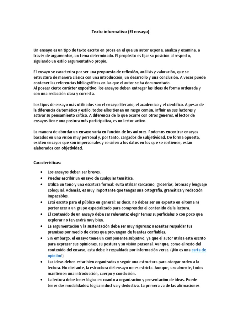 Texto Informativo | PDF | Ensayos | Autor