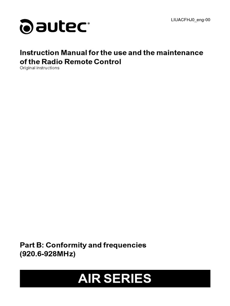 AUTEC REMOTE CONTROL - LIUACFHJ0 - Eng-00 | PDF | Radio | Remote Control