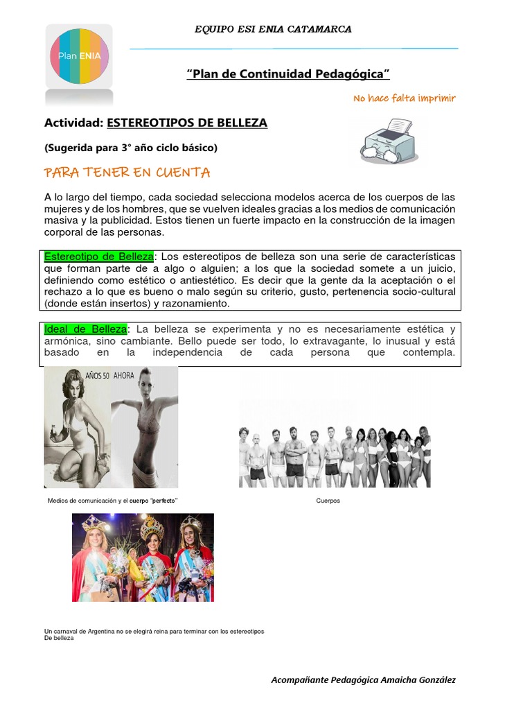ESTEREOTIPOS-DE-BELLEZA para 3er Año | PDF | Belleza | Estereotipos