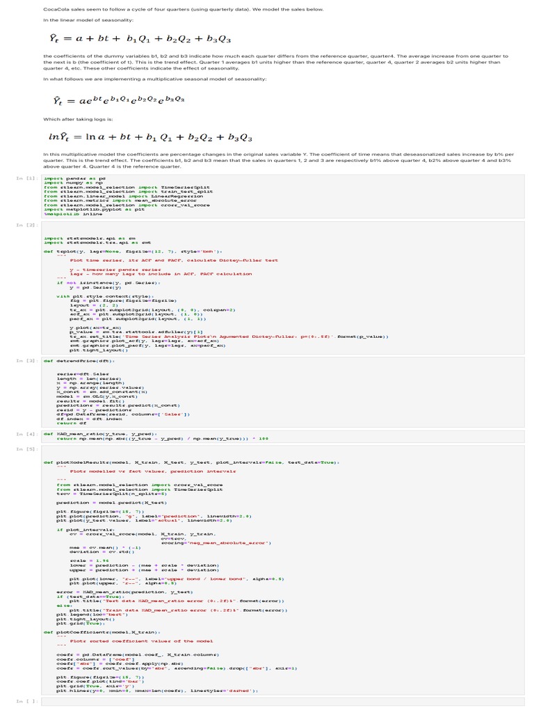 Coca Cola Start | PDF | Seasonality | Applied Mathematics