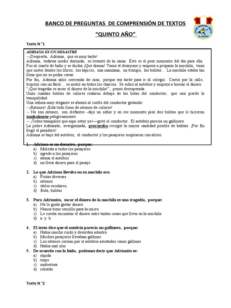 Banco de Preguntas de Comprensión Textual | PDF | La energía nuclear ...